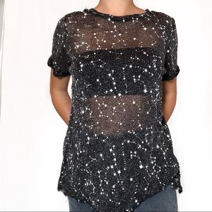 shien | Tops | Mesh Sparkly Stars Top | Poshmark